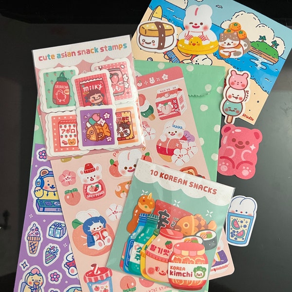 10 Korean Snacks Sticker Pack Water Resistant Laminated Die Cut Sticker ...