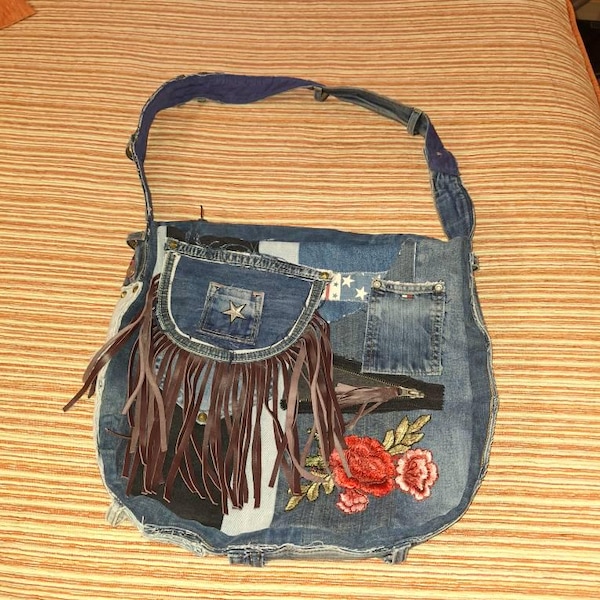 Metalhead Rock Bag Made of Dark Navy Blue Italian Natural Leather - Etsy