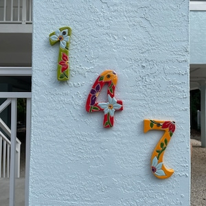 Custom House Numbers Tile With Tropical Fish, Coastal Address Sign ...