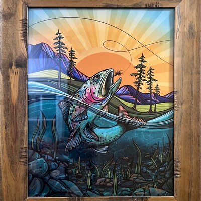 Red Run Salmon Art Print Fish Art Salmon Print Sockeye Salmon Painting ...