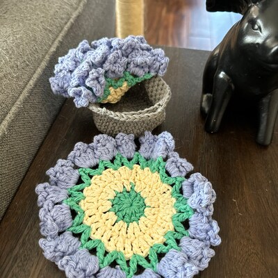 CROCHET PATTERN BUNDLE Flower Pot Coaster Set Crochet Patterns ...