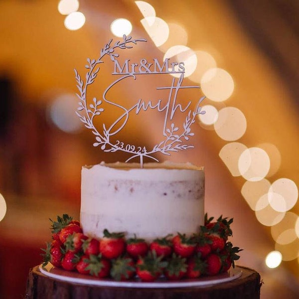 Boho Wedding Cake Topper, Lovers Personalized Wedding Cake Topper, Boho ...
