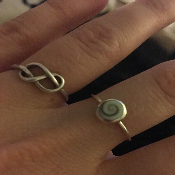 Sterling Silver Shell Stack Ring, Shell Ring, Stackable Ring, Stacking Ring, Silver Ring, Thin ...