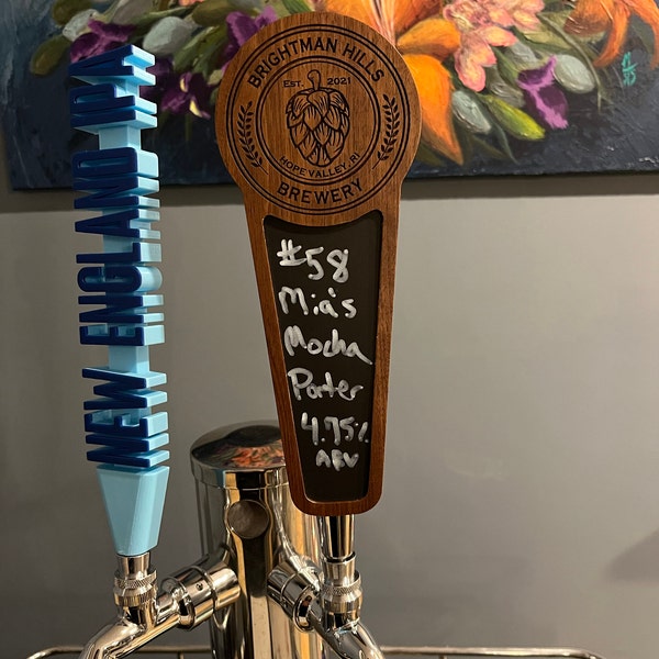 Walnut Custom Beer Tap Handle With Chalkboard Insert, Hop Edition ...