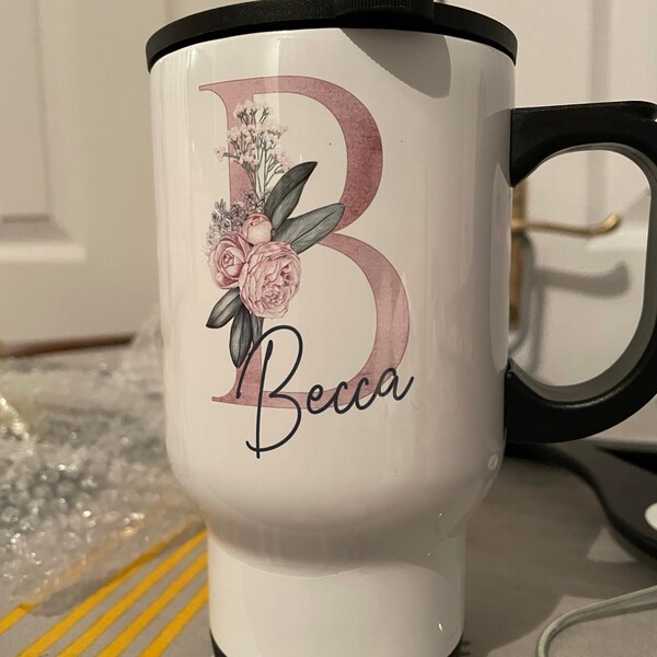 Personalised Travel Mug, Name & Initial Travel Mug, Gift for Her - Etsy UK