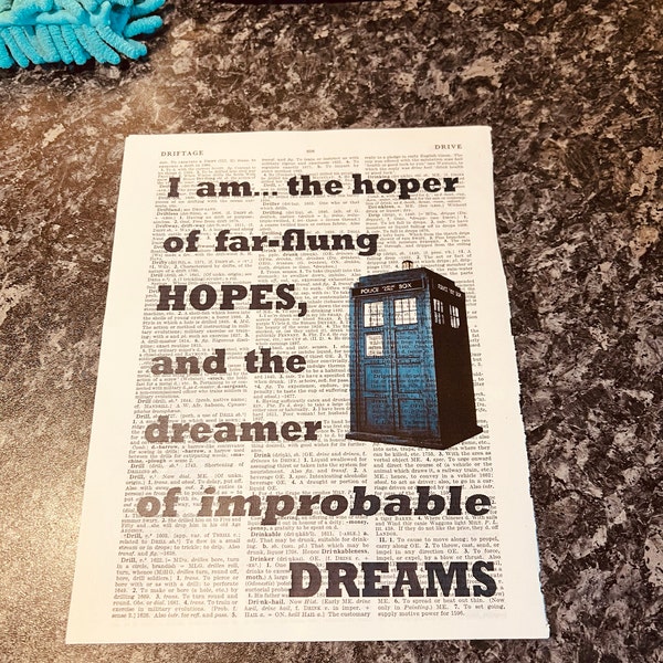 Doctor Who Prints: Tardis Art With Quotations, Printed on Vintage ...