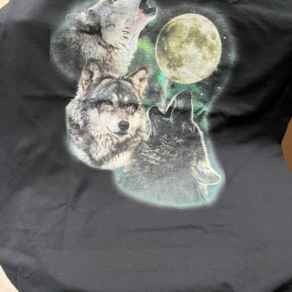 Vintage Wolf 90s Graphic Shirt, Wolf Lovers Retro Moon Tee, 2000s ...