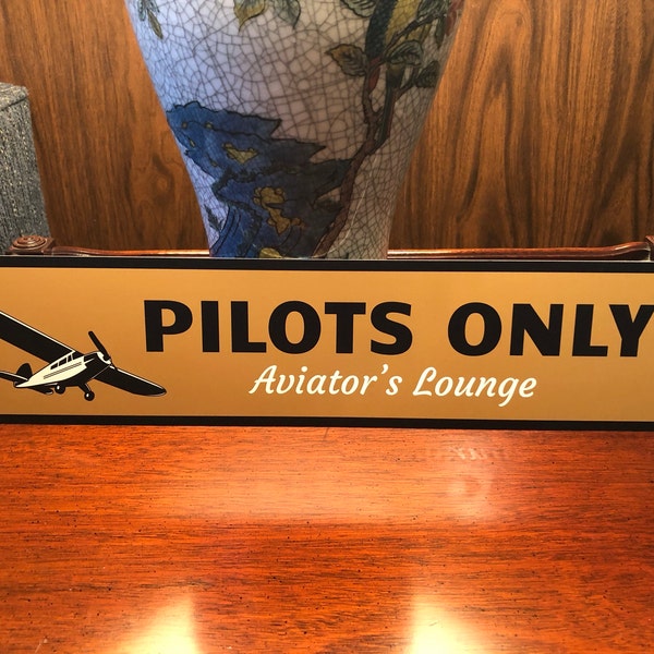 Pilots Only Sign, Pilot Gift, Hangar Lounge Decor, Metal Airplane Sign ...