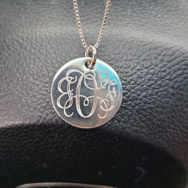 Sterling Silver Necklace - 7/8"- Inital Pendant- Personalized ...