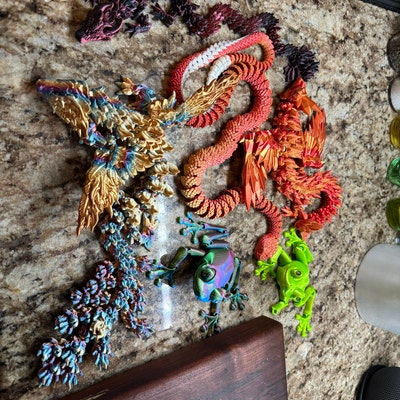 3D Printed Phoenix Fire Pyro Dragon, Articulated Dragon Figurine ...