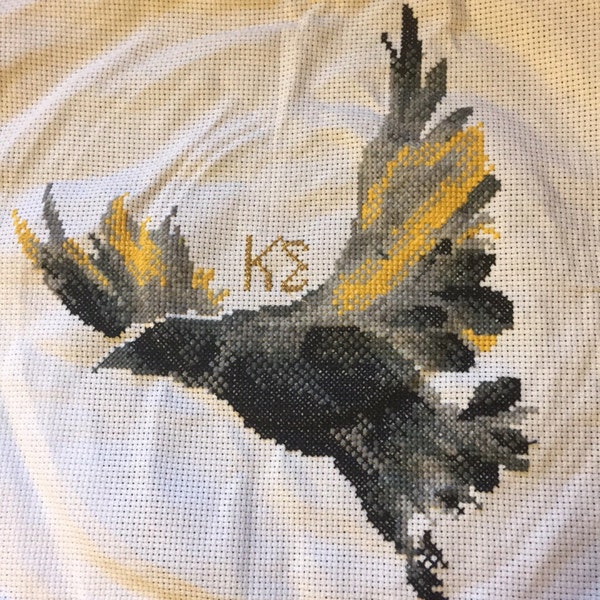 Blue Raven Cross Stitch Pattern, Abstract Crow Embroidery, Bird ...