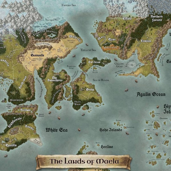 Custom Parchment Fantasy Book Map | Large | Roleplaying Map | DND ...