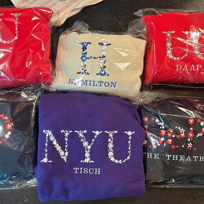 CUSTOM University Bubble Letter Embroidered Crewneck, Hoodie or Shirt ...