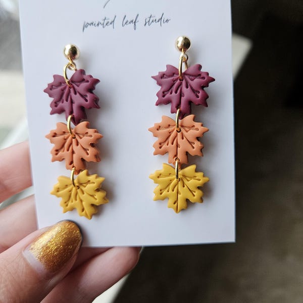 Fall Leaf Earrings, Leaf Earrings, Autumn Earrings, Dangly Autumn Leaf ...