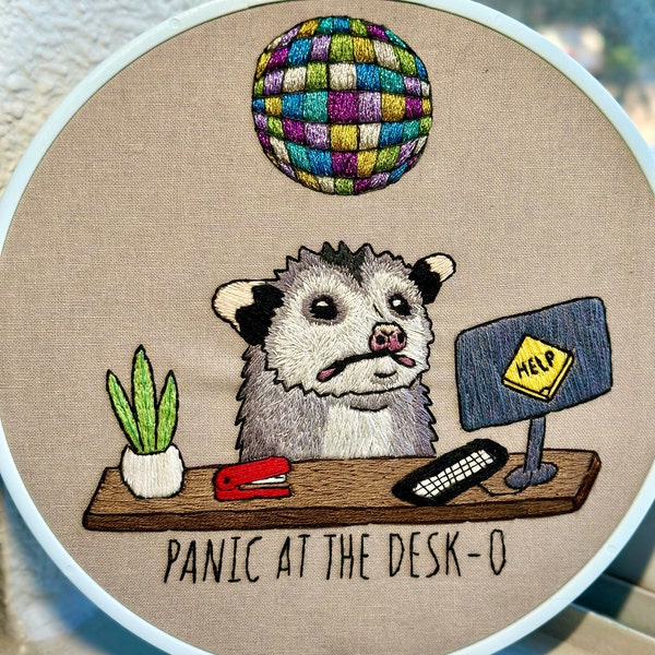 Panic at the Desk-o-possum - Disco Possum Hand Embroidery PDF Template ...