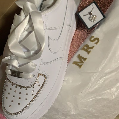 Personalised Air Force 1 White Wedding Sneakers // Blinged Out With ...