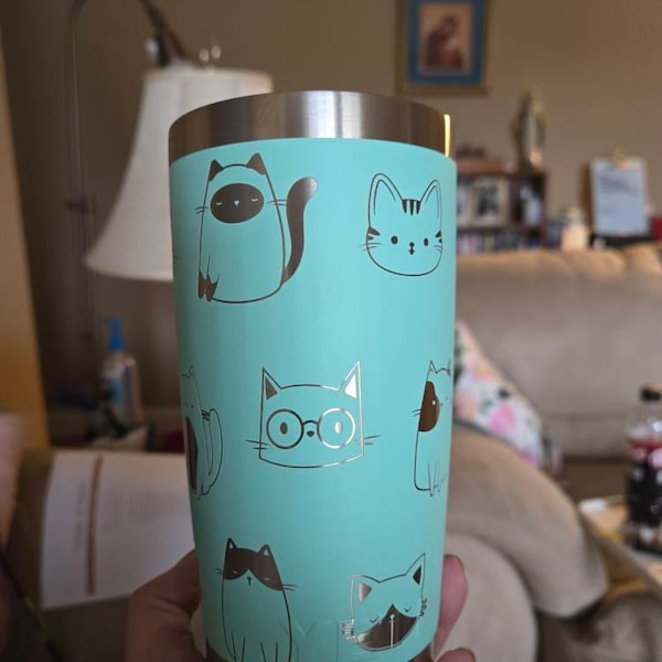 Cat Lover Yeti Tumbler, Personalized Kitty Mom Gift, Engraved 20oz ...