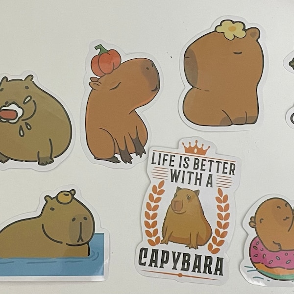 Capybara Stickers -- Waterproof -- Laptop, Hydro Flask, Scrapbooking ...