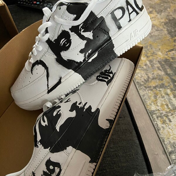 Hand Painted 2pac Shakur Rapper Trapstar Thug Life Custom Sneakers ...