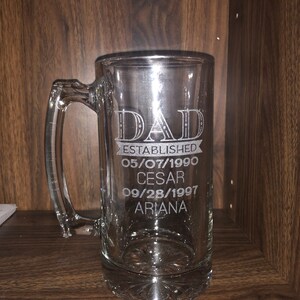 Personalized Dad Beer Mug With dad Established Engraving - Etsy