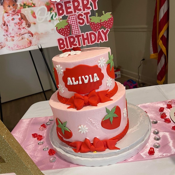 Berry First Birthday Cake Topper Strawberry Party - Etsy