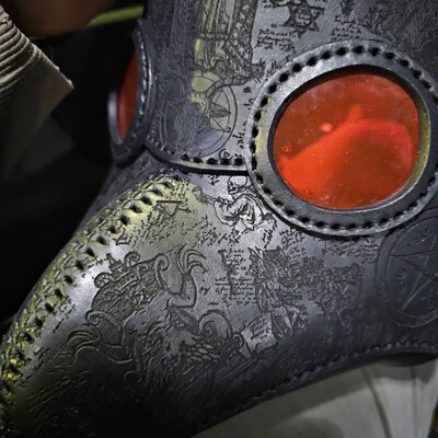 Non-fogging Lenses Plague Doctor Mask Bird Skull Leather Black ...