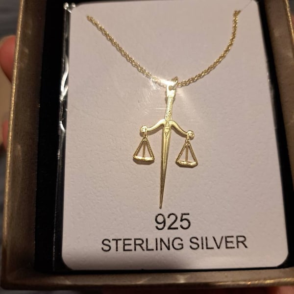 14K Gold Plated Dagger of Justice Libra Zodiac, Handcrafted Jewelry ...