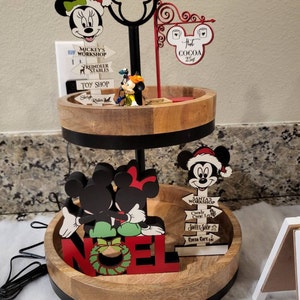 Mickey Christmas Tiered Tray Decor, Mickey and Minnie Tray Signs ...