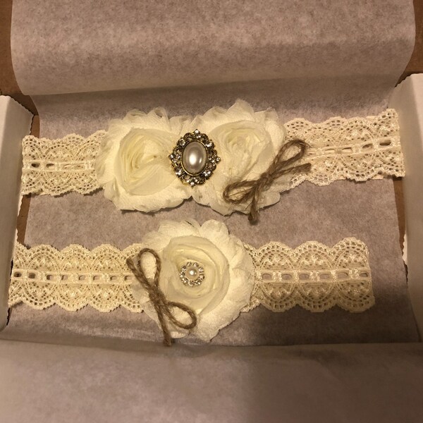 Rustic Wedding Garter, Rustic Garter Set - Wedding Garter, Bridal ...