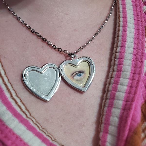 Custom Hand-painted Lovers Eye Locket Pendant Necklace - Etsy