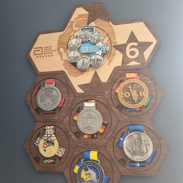 World Marathon Majors Finisher Medal Display Holder With Full ...