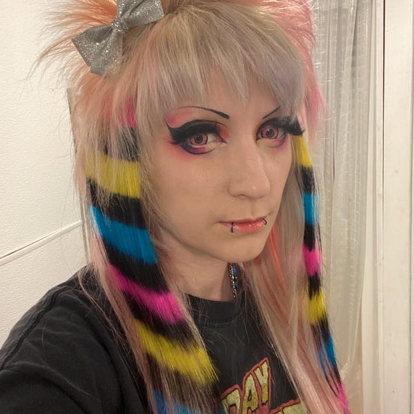 After Midnight Blue Coontails Scene Kids Emo Girl Boy Human Hair Clip ...