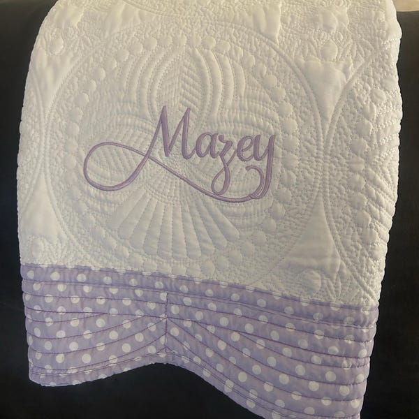 Baby Girl Monogrammed Crib Quilt, Monogrammed Blanket, Baby Shower Gift ...