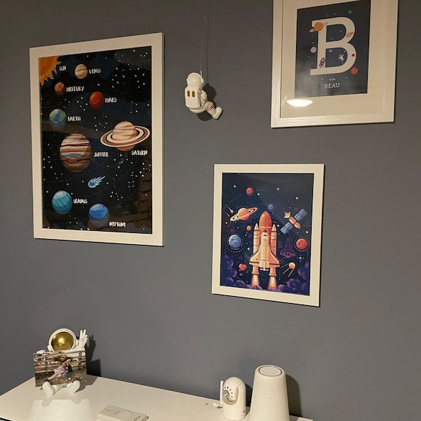 Space Wall Art Set of 3 Prints for Space Themed Bedroom, Outer Space ...