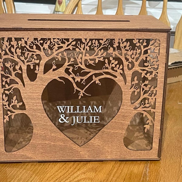 Wedding Card Box With Slot, Family Tree Card Box for Wedding, Rustic ...