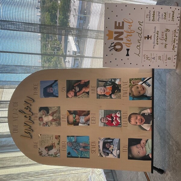 One Year of Photo Board, Wood Photo Board, Milestone Board, 1st ...
