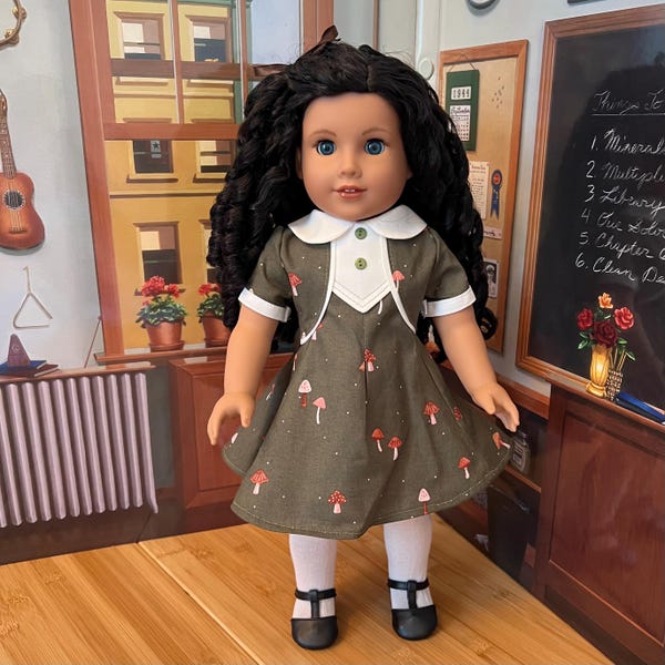 14.5 Inch Doll Dress - Mock Pinafore! Rose Print! Fits Most 14-14.5 ...