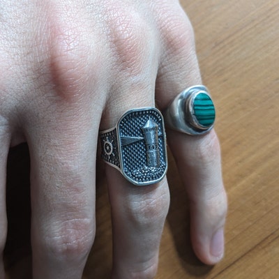 Poseidon Trident Seaman Ring, Sterling Silver Sailor Jewelry, Ring With ...