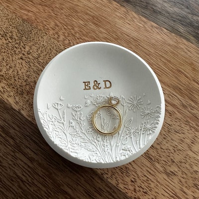 Personalized Gift, Ring Dish, Custom Ring Holder, Minimalist Engagement ...