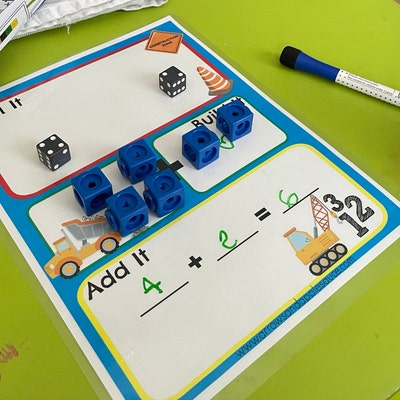 Math Dice Game, Printable Kids Addition Game, Homeschool, Counting ...