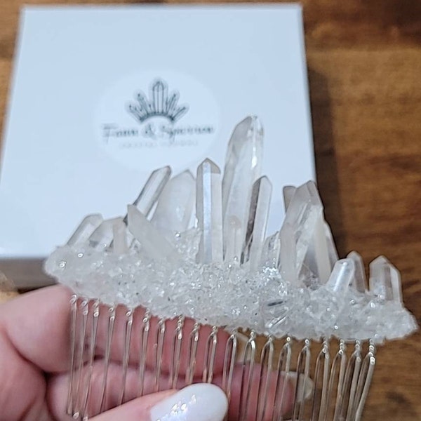 Quartz Cluster Crystal Comb, Wedding Comb, Gold Crystal Comb, Silver ...