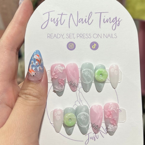 Sophie Press on Nails| Anime Nails| Jewel Tones| Howl's Castle | Gold ...