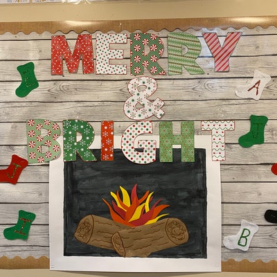 Merry & Bright Printable Banner Digital Christmas Sign, Holiday ...