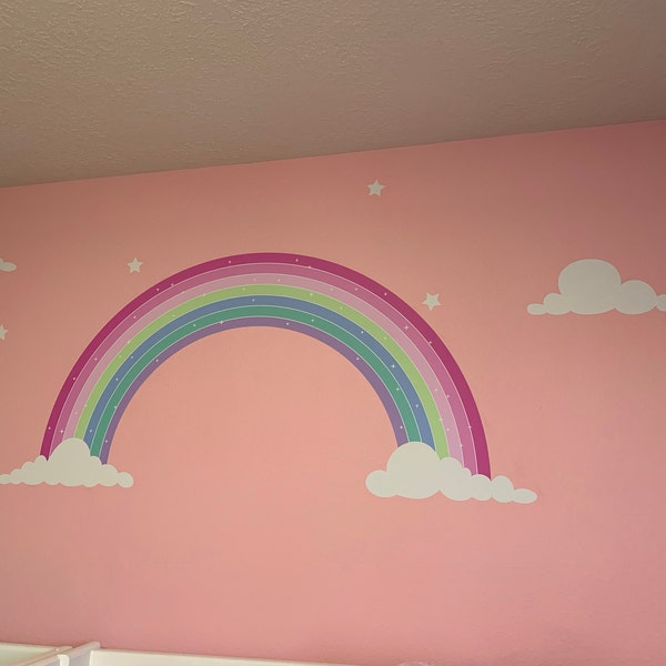 Rainbow Wall Decal, Pink Rainbow Fabric Wall Sticker,girls Pink Rainbow ...
