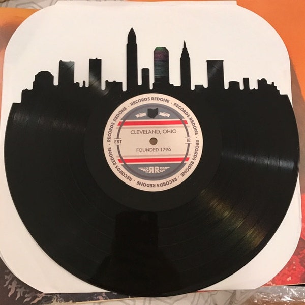 Cleveland Skyline Vinyl Record Art: Unique Upcycled Wall Decor - Etsy
