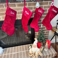 Custom Velvet Red Stocking, Embroidered Family Christmas, Xmas ...