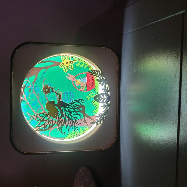 Easter Magic: Square Table Lamp With Bunny and Fairy Silhouettes - LED ...