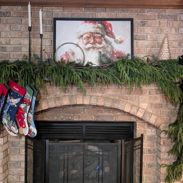 Vintage Santa Portrait Wall Art, Printable Christmas Art, Rustic Winter ...