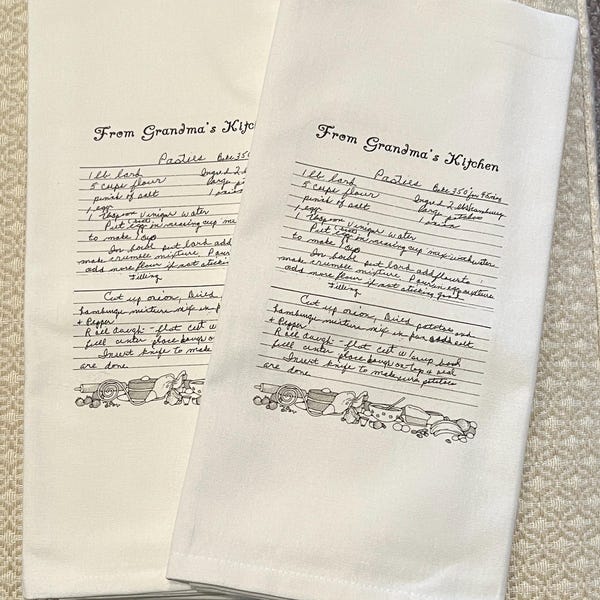 Custom Tea Towels/family Recipe Kitchen Towels/handwriting Recipe ...