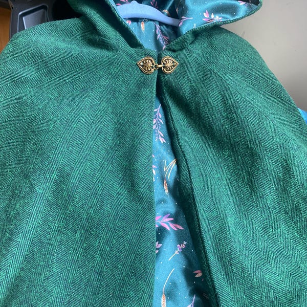 Handmade Forest Green Cape - Kids Size Small, Herringbone Brushed ...